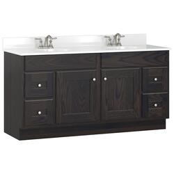 Briarwood Cottage 60"W x 21"D x 31"H Oak Shadow Bathroom Vanity Cabinet ...