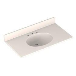 Briarwood 37"W x 19"D White Cultured Marble Vanity Top with Oval ...