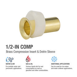 Delrin 1/2" Compression Brass Sleeve with Insert - 2 Pack at Menards®