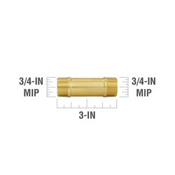 3/4" MIP x 3" Brass Nipple at Menards®