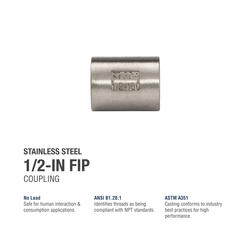 1/2" FIP Stainless Steel Pipe Coupling at Menards®