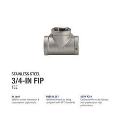3/4" FIP Stainless Steel Pipe Tee at Menards®