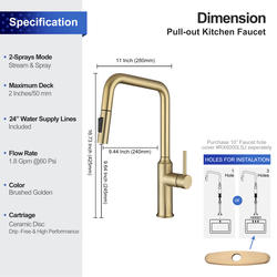 Rainlex® One-Handle Pull-Down Brushed Gold Kitchen Faucet at Menards®