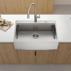 Rainlex Apron-Front 33" Stainless Steel 2-Hole Single Bowl Kitchen Sink ...