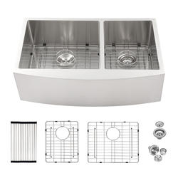 Rainlex Apron-Front 33" Stainless Steel Double Bowl Kitchen Sink at ...