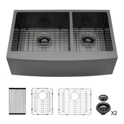 Rainlex Apron-Front 36" Stainless Steel Double Bowl Kitchen Sink at ...