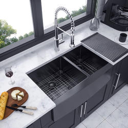 Rainlex Apron-Front 36" Stainless Steel Double Bowl Kitchen Sink at ...