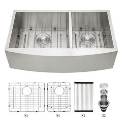 Rainlex Apron-Front 33" Stainless Steel Double Bowl Kitchen Sink at ...