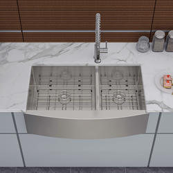 Rainlex Apron-Front 33" Stainless Steel Double Bowl Kitchen Sink at ...