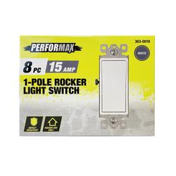 Performax® 15 Amp 1 Pole White Rocker Light Switch - 8 Pack at Menards®