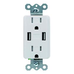 Performax™ 15-Amp Tamper Resistant White Dual USB Charging Duplex ...