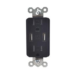 Performax™ 15-Amp Tamper Resistant Black Dual USB Charging Duplex ...