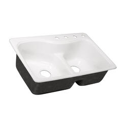 Tuscany Windansea Drop-In 33" White Cast Iron 4-Hole Double Bowl ...