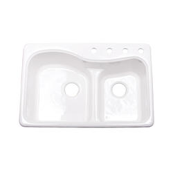 Tuscany Windansea Drop-In 33" White Cast Iron 4-Hole Double Bowl ...