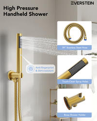 EVERSTEIN 10" Brushed Gold Dual Shower Head Complete Shower System at ...
