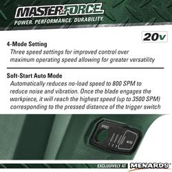 Masterforce® 20-Volt Brushless Cordless Jig Saw - Tool Only at Menards®