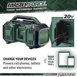 Masterforce® 20-Volt Cordless Jobsite Radio - Tool Only at Menards®