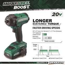 Masterforce BOOST® 20-Volt Brushless Cordless 3-Speed Hydraulic Impact ...