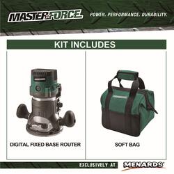 Masterforce® 2-1/2 HP Corded Digital Variable Speed Fixed Base Router ...