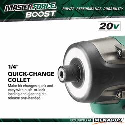Masterforce BOOST® 20-Volt Brushless Cordless 1/2" Hammer Drill and 1/4 ...