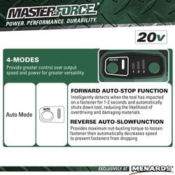 Masterforce® Ultra Compact 20-Volt Brushless Cordless 1/2" Impact ...