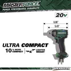 Masterforce® Ultra Compact 20-Volt Brushless Cordless 1/2" Impact ...