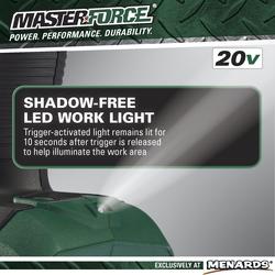 Masterforce® Ultra Compact 20-Volt Brushless Cordless 3/8" Impact ...