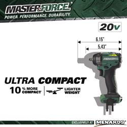 Masterforce® Ultra Compact 20-Volt Brushless Cordless 3/8" Impact ...