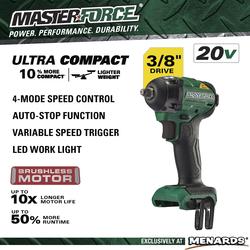 Masterforce® Ultra Compact 20-Volt Brushless Cordless 3/8" Impact ...