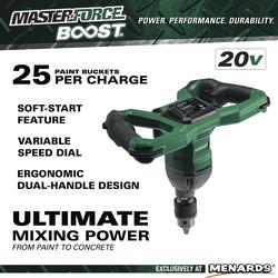 Masterforce BOOST® 20-Volt Brushless Cordless 5/8" Mixer Drill - Tool ...