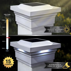 Classy Caps Solar Integrated LED Majestic White Post Cap Landscape ...