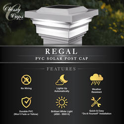 Classy Caps Solar Integrated LED Regal White Post Cap Landscape Light ...