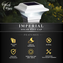 Classy Caps Solar Integrated LED Imperial White Post Cap Landscape ...