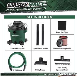 Masterforce® 9 Gallon 4.5 Peak HP Wet/Dry Vacuum at Menards®