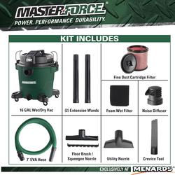 Masterforce® 16 Gallon 6.5 Peak HP Wet/Dry Vacuum at Menards®
