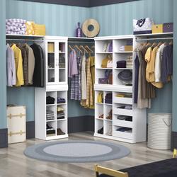 Designer's Image™ 136-1/8"W x 80-1/2"H White Wooden Closet System at ...