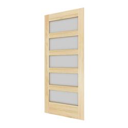 Colonial Elegance® 33"W x 84"H Pine Frosted Glass 5-Lite Interior Barn ...