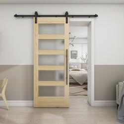 Colonial Elegance® 33"W x 84"H Pine Frosted Glass 5-Lite Interior Barn ...