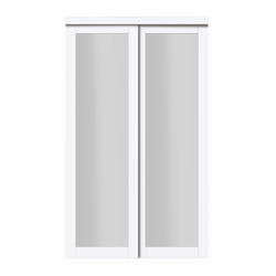 Renin® Euro 60"W x 80-1/2"H Off-White Frosted Glass 1-Lite Sliding ...