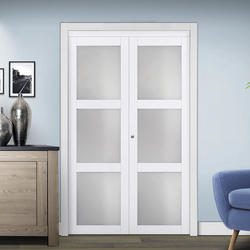 Renin® Euro 24"W x 80-1/2"H Off-White 3-Lite Bi-Fold Closet Door at ...