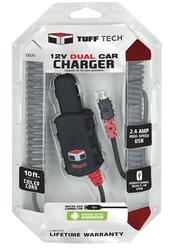 Tuff Tech™ 10 Ft Coil Cord 12V Micro USB Phone Charger w/2.4A USB Port ...