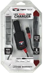 Tuff Tech™ 10 Ft Coil Cord 12V Lightning Phone Charger w/2.4A USB Port ...