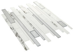 Mohawk® Brightmore Polar Ice Random Linear 10 x 13 Glass Mosaic Tile at ...