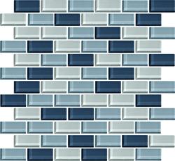 Mohawk® Color Wave Winter Blues 13 x 12 Brick Joint Glass Mosaic Tile ...