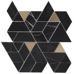 Mohawk® Deco Accents Nero Marquina Black Blend 13 x 14 Marble & Metal ...