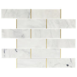 Mohawk® Deco Accents Alluring White 11 x 14 Marble and Brass Brick ...