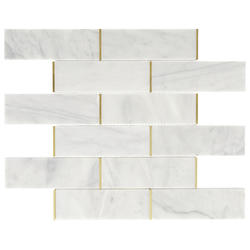 Mohawk® Deco Accents Alluring White 11 x 14 Marble and Brass Brick ...