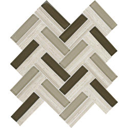 Mohawk® Eleganza Stone & Brown Chevron 12 x 15 Stone and Glass Mosaic ...