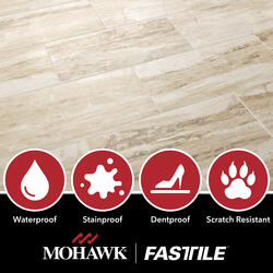 Mohawk® Fast Tile™ Marble Cliff 12 x 24 Locking Porcelain Floor Tile (9 ...