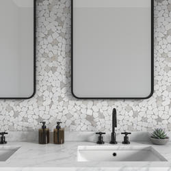 Mohawk® Grand Pebbles Ice White 12 x 12 Pebble Stone Mosaic Tile at Menards®